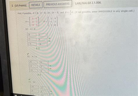 solved find if possible a b a−b 2a 2a−b and b 21 if