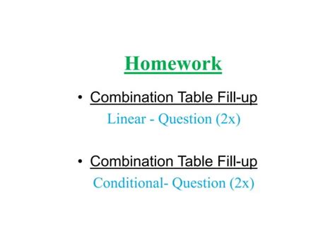Questions With Linear And Conditional Combination Table Ppt