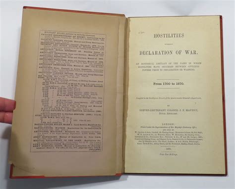 Hostilities Without Declaration Of War An Historical Abstract Of The Cases In Which Hostilities