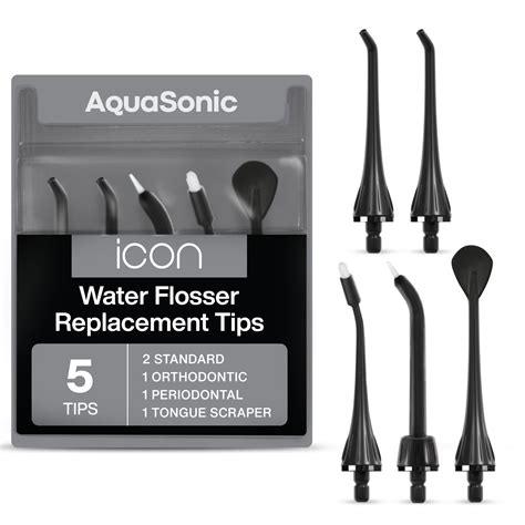 Aquasonic Icon Water Flosser Replacement Tips 5 Tips 4 Tip Types
