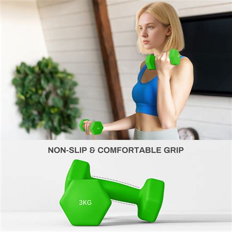 Sportnow 2 X 1kg 2 X 2kg 2 X 3kg Dumbbells Set With Dumbbell Rack