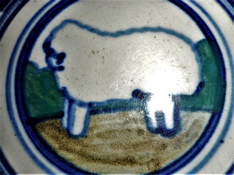 Folk Art Sheep Debbie Dean Pottery Plate Stoneware Rustic Farmhouse
