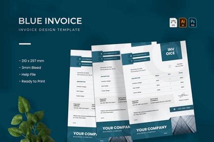 Blue Invoice Print Templates Ft Invoice And Template Envato