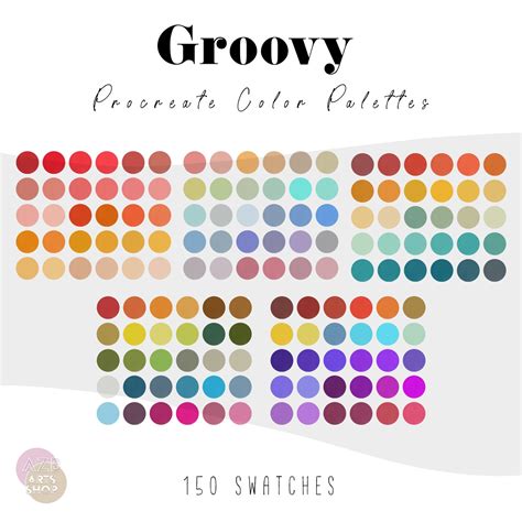 Groovy Procreate Color Palette Bundle Disco Color Palette For Procreate