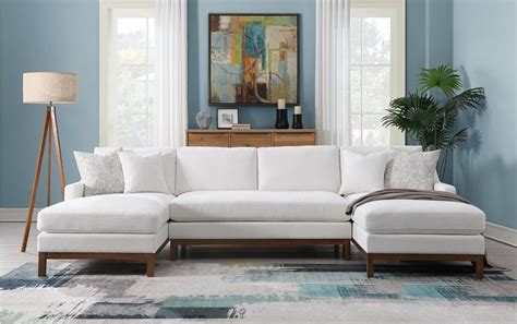 Valiant Beige Linen Sofa U Shape Sectional Collection Las Vegas