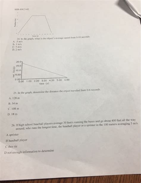 Solved In The Graph What Is The Object Average Speed Chegg