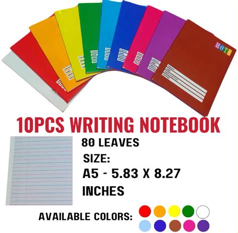 10pcs Writing Notebook 80 Leaves A5 Regular Notebook Size Grade 1