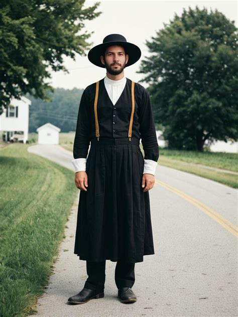 Man In Authentic Traditional Amish Costume Full Body Cosplay Photo Swap