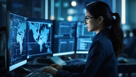 Premium Ai Image Female System Engineer Controls Operational Process