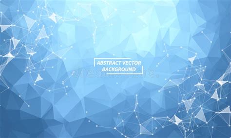 Abstract Dark Blue Polygonal Space Background With Connecting Dots And Lines Connection