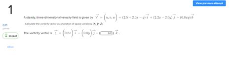 solved a steady three dimensional velocity field is given