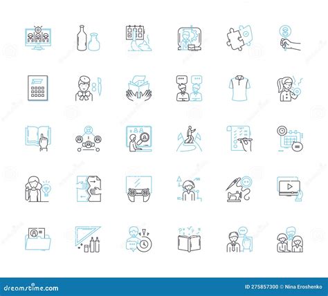 Digital Academy Linear Icons Set Learning Training Education