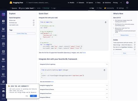 Launching Aim On Hugging Face Spaces