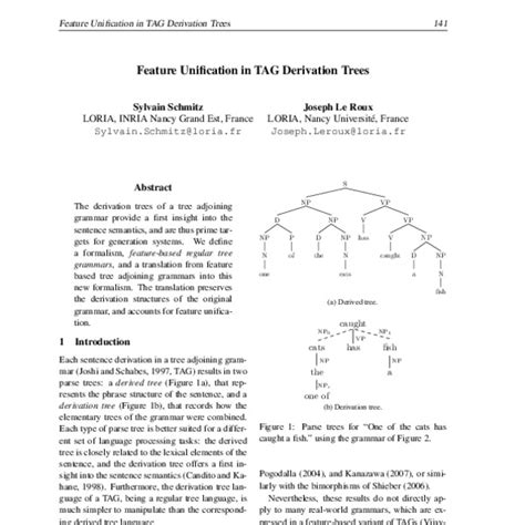 Feature Unification In Tag Derivation Trees Acl Anthology