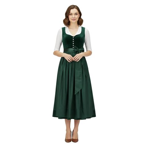 Forest Green Velvet Dirndl Dress Alpine Trachten Outfit Etsy