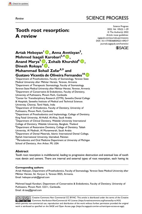 Pdf Tooth Root Resorption A Review