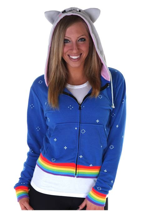 Womens Nyan Cat Hoodie Ebay Nyan Cat Hoodie Costume Cat Hoodie