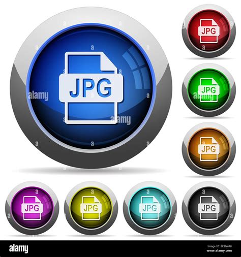 Set Of Round Glossy  File Format Buttons Arranged Layer Structure