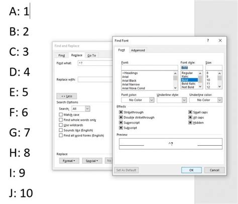 how to bold all words numbers in a word document learner trip