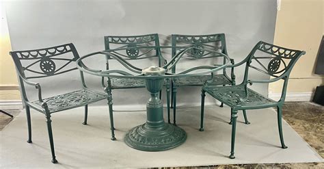 5 Piece Neoclassical Style Dolphin Cast Iron Garden Set Auction