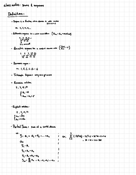 Series And Sequences Notes Class Notes Sevive O Sequences Definition Sequence Is A