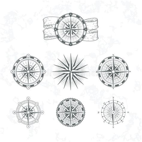 Nautical Compass Marine Wind Rose For Maps Stock Vector Illustration