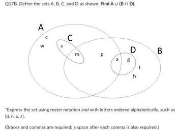 Answered Q A Define The Sets A And B As Shown Select All Statements Which Are True A W C A