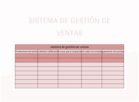 Plantilla De Formato Excel Sistema De Gestión De Ventas Y Hoja De