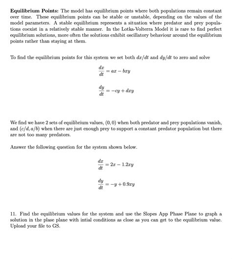 Solved Equilibrium Points: The model has equilibrium points | Chegg.com
