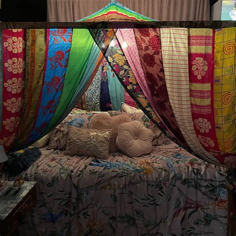 Sari Canopy Boho Sari Canopy Indian Sari Bed Canopy Bohemian Canopy