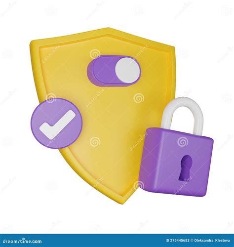 3d Shield Secure Icon Lock Authentication Password Render Concept
