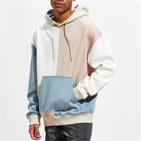 Clothing Custom Patchwork Streetwear Hoodie Multi Color Block Hoodies For Men Pullover With