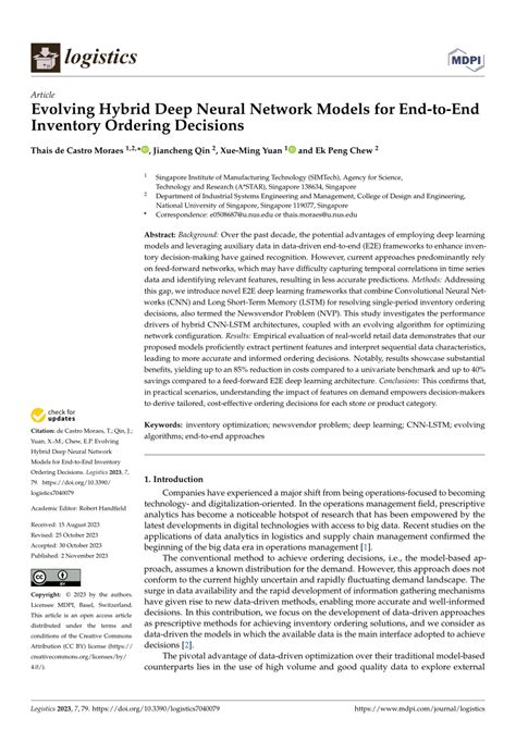 Pdf Evolving Hybrid Deep Neural Network Models For End To End Inventory Ordering Decisions