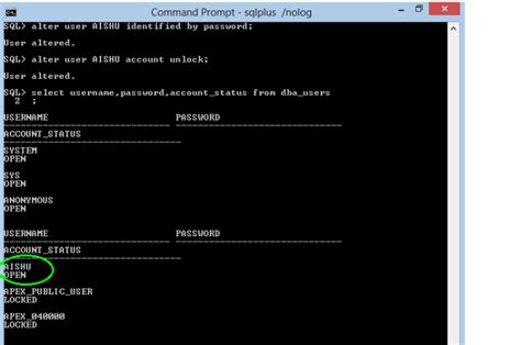 How To Reset Password For A “locked” Oracle Sql Developer Account