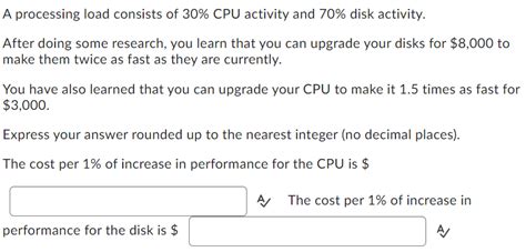 Solved A Processing Load Consists Of 30 Cpu Activity And