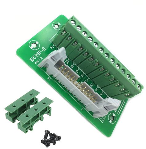 Sysly Idc26 2x13 Pins Male Header Breakout Board Terminal Block Connector With Simple Din Rail