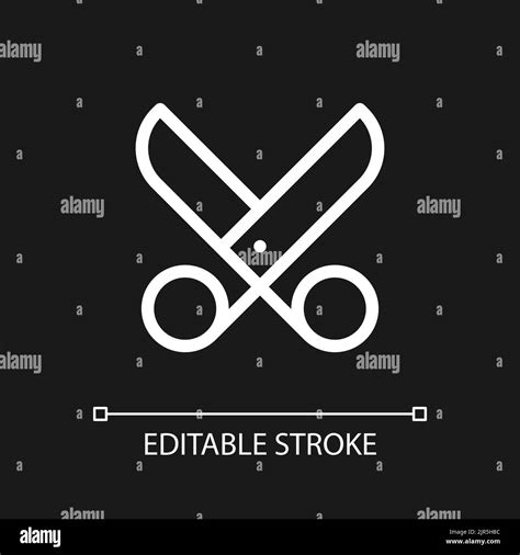 Scissors Pixel Perfect White Linear Ui Icon For Dark Theme Stock Vector