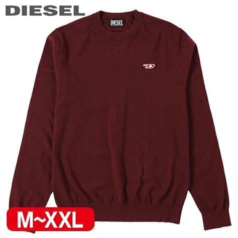 【楽天市場】 Diesel ディーゼル メンズ ワンポイント刺繍ロゴパッチ ストレッチウール プルオーバー 長袖ニットセーター【k Torrance】【サイズm～xxl】【ボルドー】die M