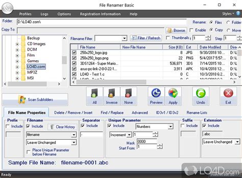 File Renamer Basic Screenshots