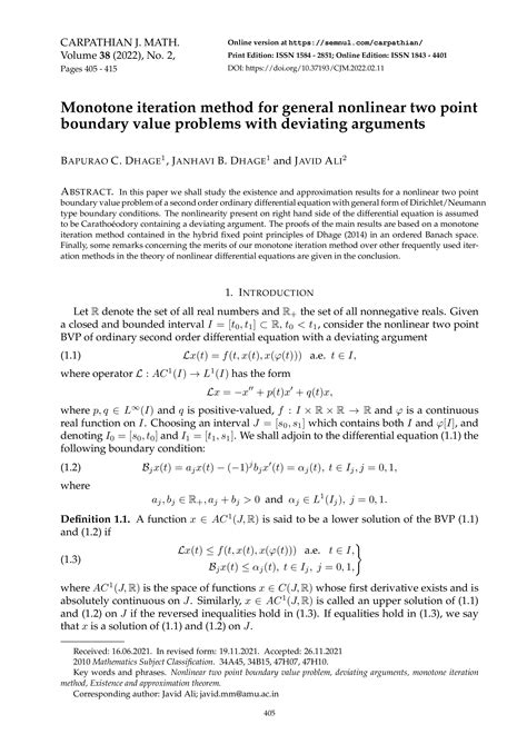 Monotone Iteration Method For General Nonlinear Two Point Boundary Value Problems With