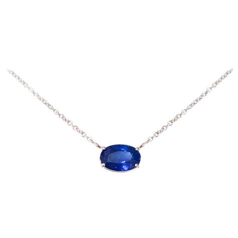 Ladies 14 Karat White Gold Sapphire Pendant For Sale At 1stdibs