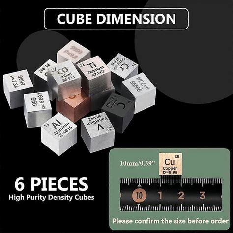 6 Piece Metal Elements Cubes Set Density Cube Set For A Periodic