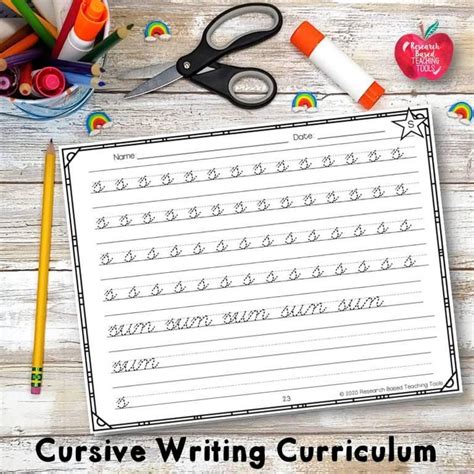 Cursive Writing Practice Worksheet Printable Workbook Script Etsy