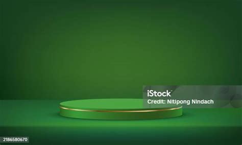 녹색과 금색 연단이 있는 녹색 배경 벡터 3d 벡터 일러스트 레이 션 0명에 대한 스톡 벡터 아트 및 기타 이미지 0명 3