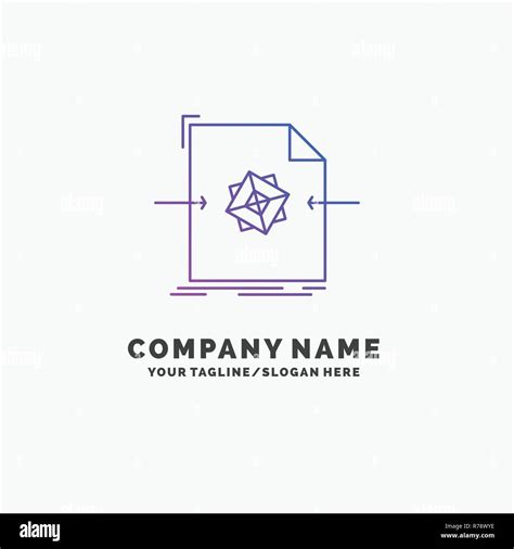 3d Document File Object Processing Purple Business Logo Template