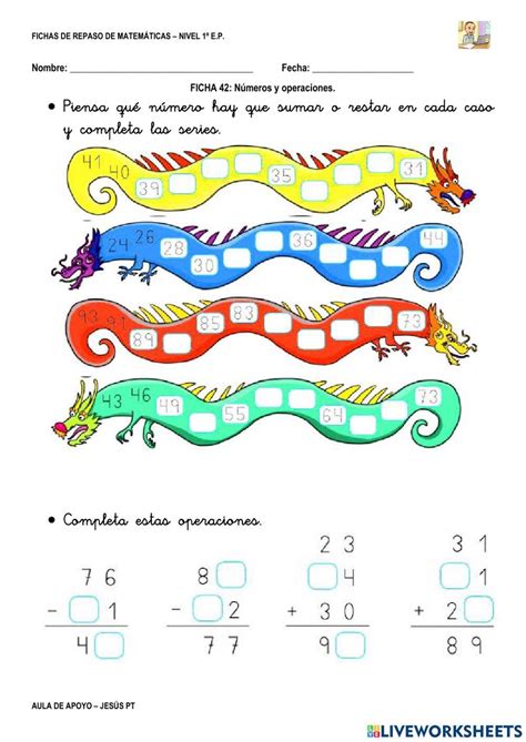 Ficha Matemáticas 42 1ep Números Y Operaciones Worksheet Live Worksheets