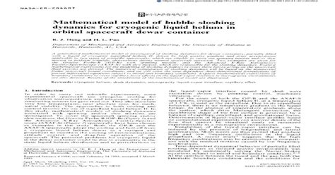 Pdf Mathematical Model Of Bubble Sloshing Dynamics For Mathematical Model Of Bubble