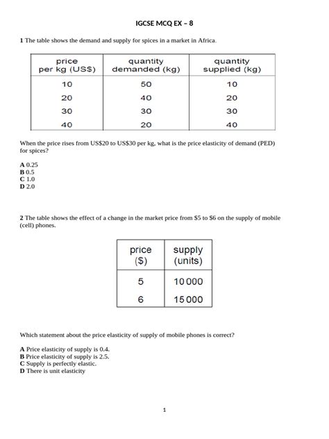 Igcse Mcq Ex 8 Pdf