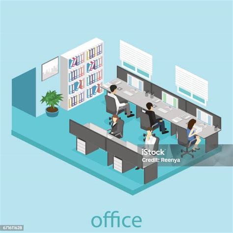 3 차원 Isometric 추상 사무실 바닥 인테리어 부서 개념 벡터 평면 3차원 형태에 대한 스톡 벡터 아트 및 기타 이미지 3차원 형태 가정의 방 건축물 Istock