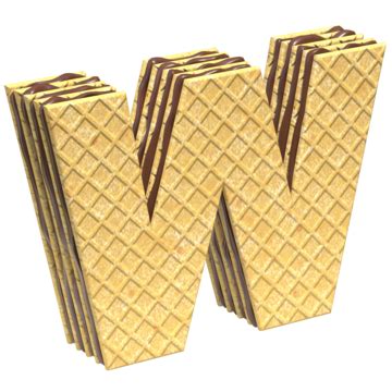 D Letter W In Waffle Font With Luscious Chocolate Cream Letter W Font PNG Transparent Image